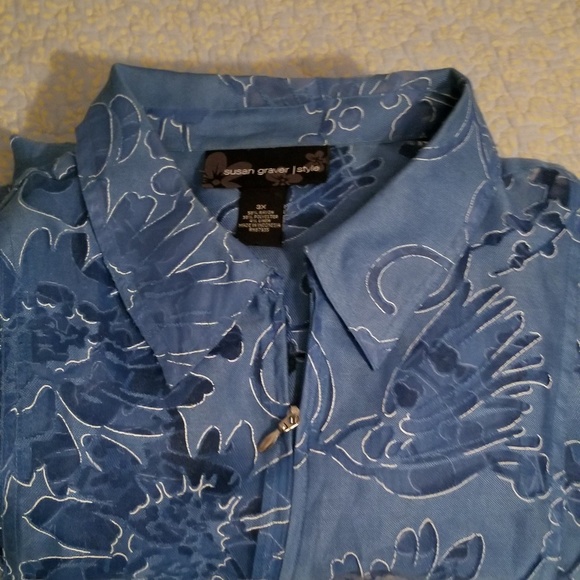 Susan Graver | Tops | Susan Graver 3x Blue Blouse | Poshmark